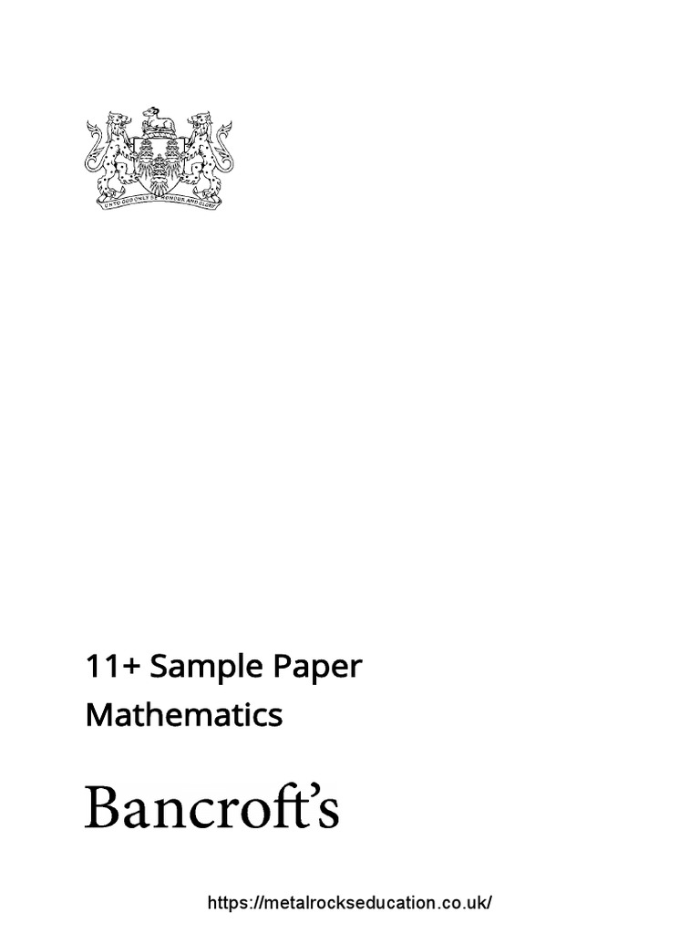 Bancrofts 11 2020 Maths Sample Paper | PDF | Geometry | Mathematics