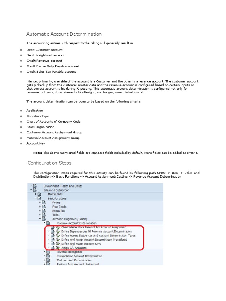 Automatic Account Determination Guide | PDF | Invoice | Computing