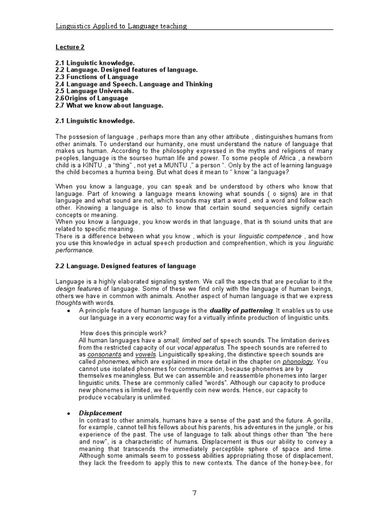 Lecture 2 Language | Download Free PDF | Linguistics | Phoneme