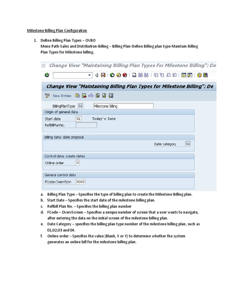 Milestone Billing Plan Configuration Guide | PDF | Menu (Computing ...