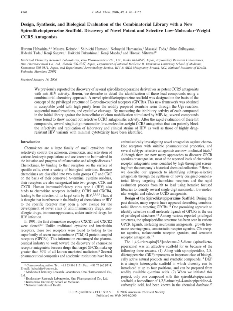 Design Synthesis And Biological Evaluation Of The Combinatorial Library With A New Pdf