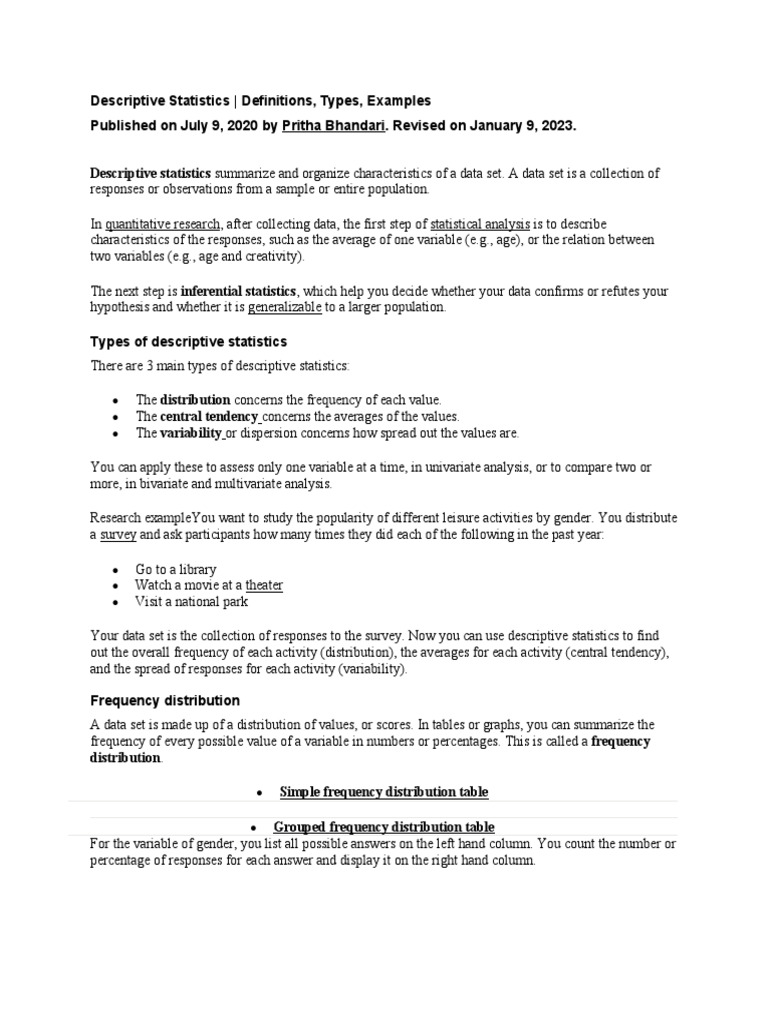 Descriptive Statistics | PDF | Descriptive Statistics | Variance Descriptive Statistics | PDF | Descriptive Statistics | Variance