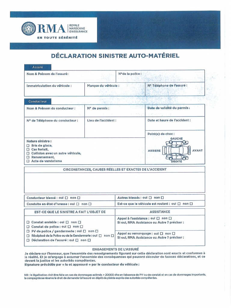 Formulaire Déclaration de Sinistre Auto | PDF