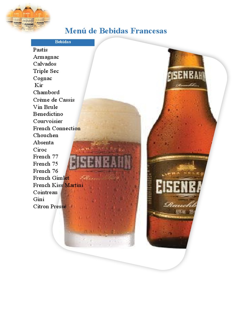 Menú de Bebidas Francesas | PDF