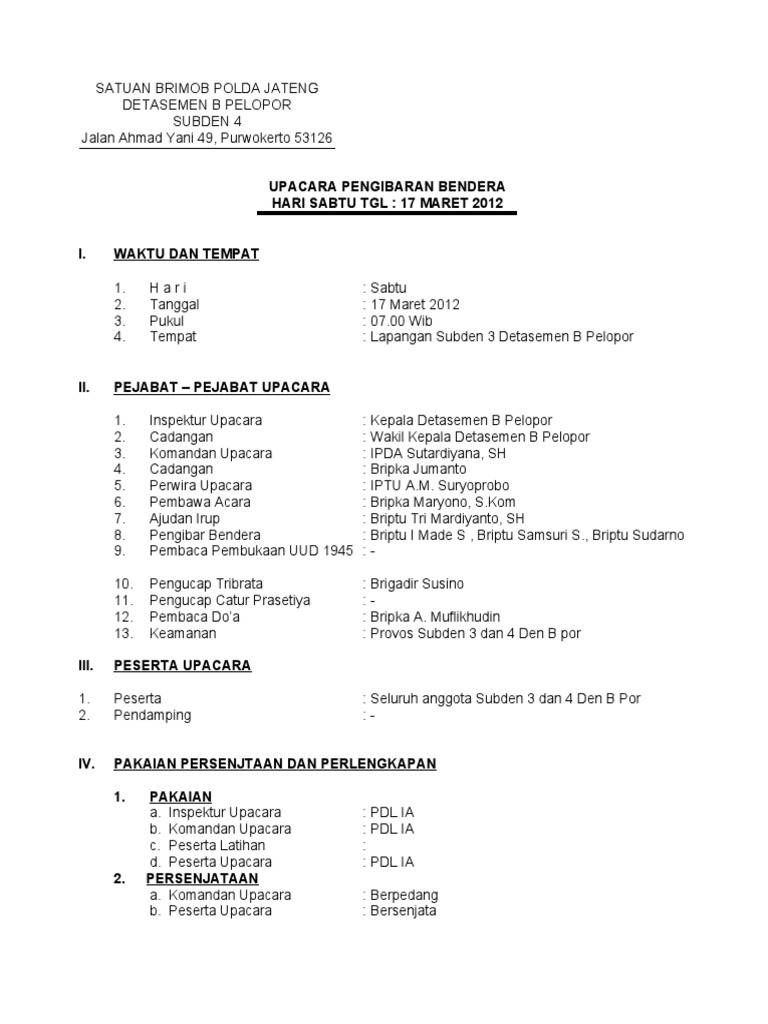 Rencana Upacara Pengibaran Bendera | PDF