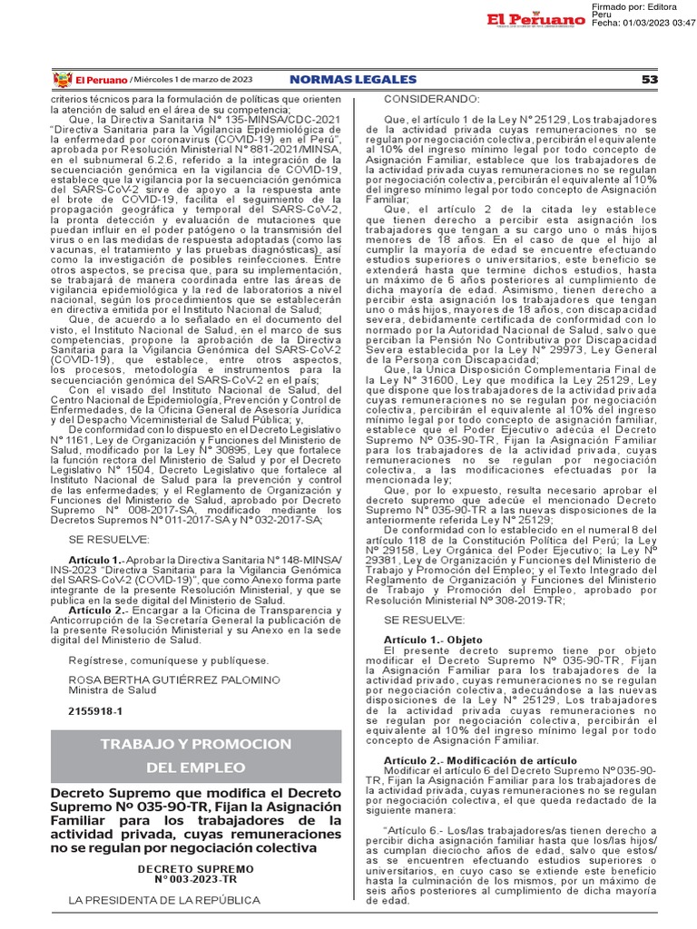 Decreto Supremo N° 003-2023-SA | PDF | Dominio eminente