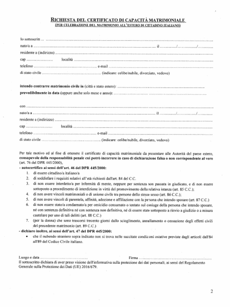 Formato Certificato Di Matrimonio Modello Di Certificato Di Matrimonio