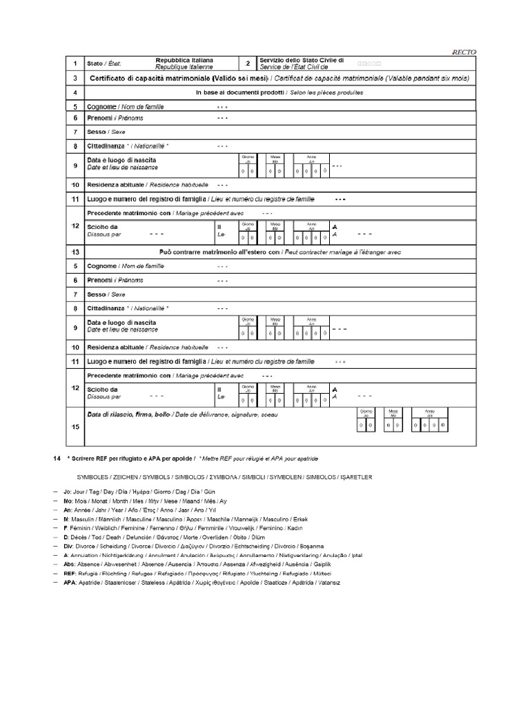 Certificato Capacita Matrimoniale | PDF
