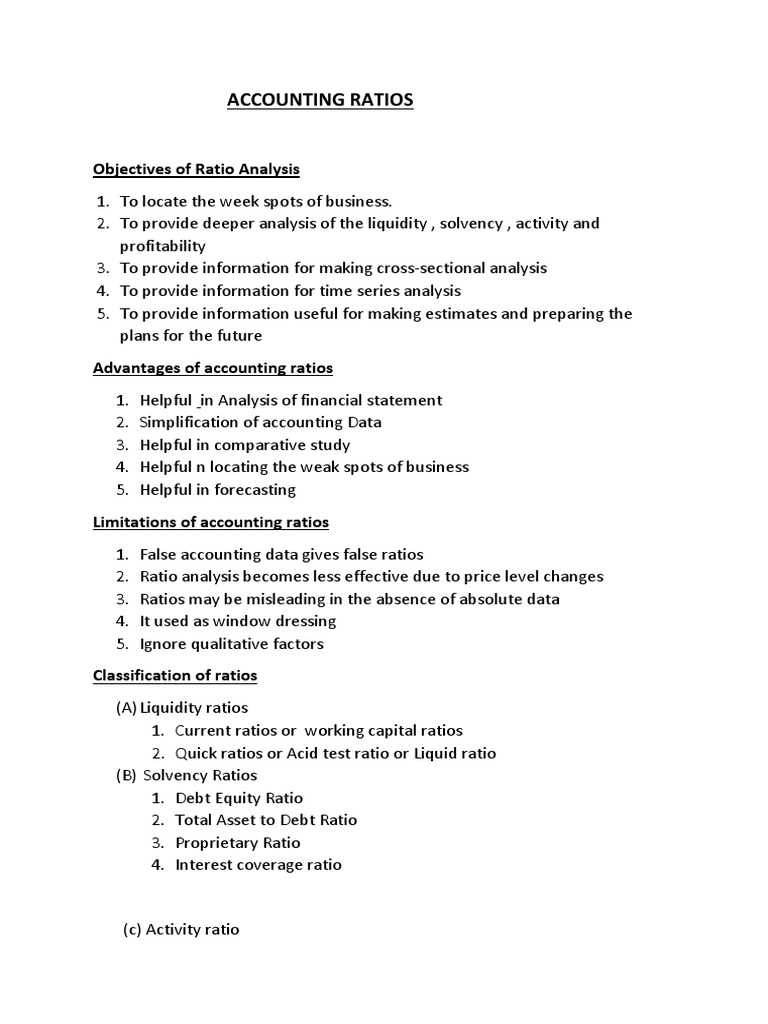 Accounting Ratios | PDF | Revenue | Equity (Finance)