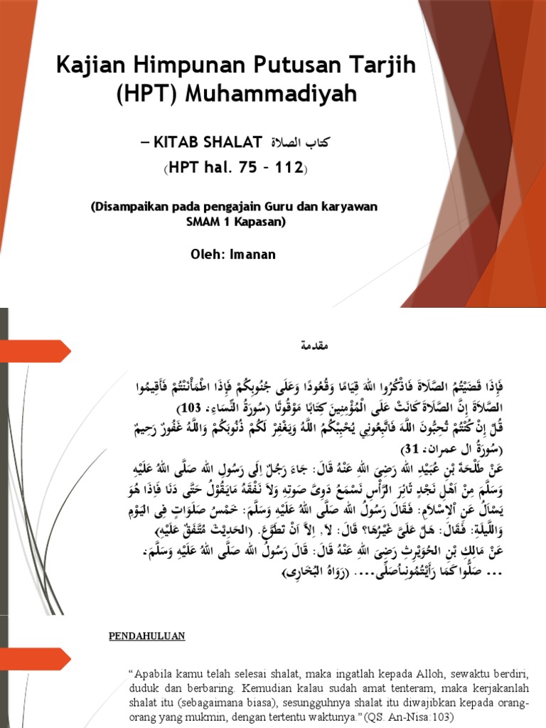 Kajian HPT Muhammadiyah (Kitab Shalat) | PDF