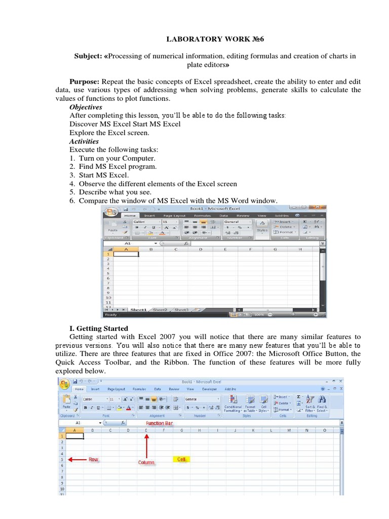 Excel Lab Guide: Formulas, Charts & Data Manipulation | PDF | Microsoft Excel | Spreadsheet