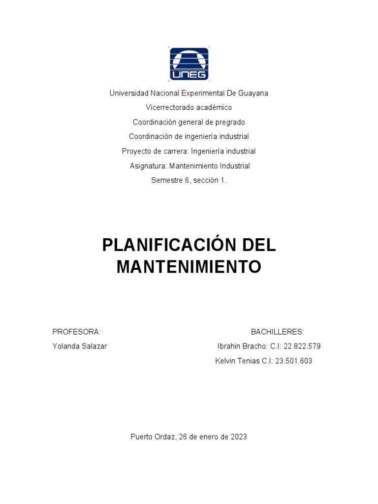 Plan de Mantenimiento Parte 1 | PDF | Presupuesto | Ingeniería de confiabilidad