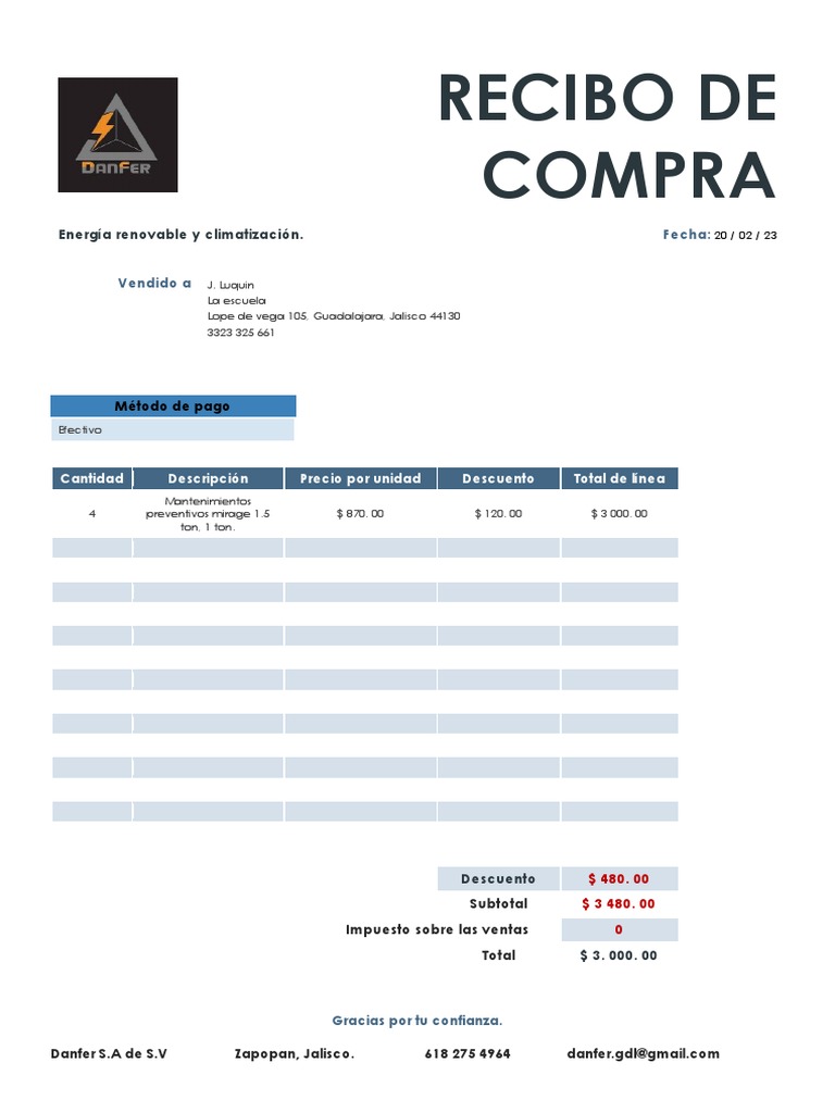 RECIBO DE COMPRA Luquin | PDF