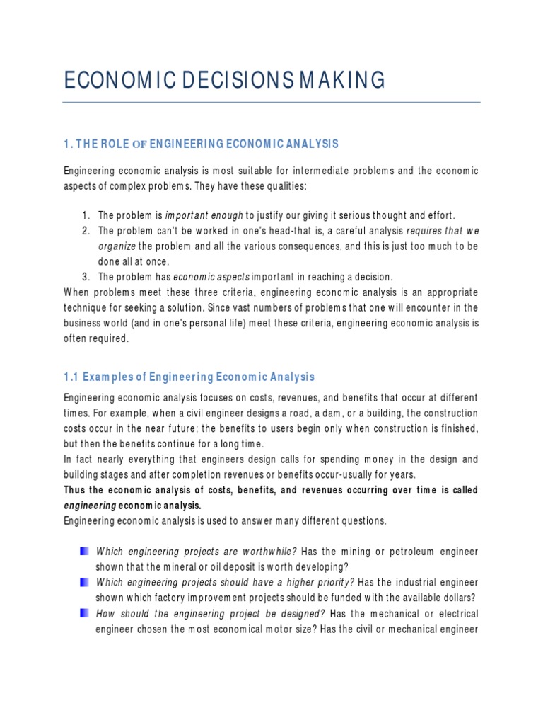 Chapter 1 - Economic Decisions Making | PDF | Decision Making | Goal