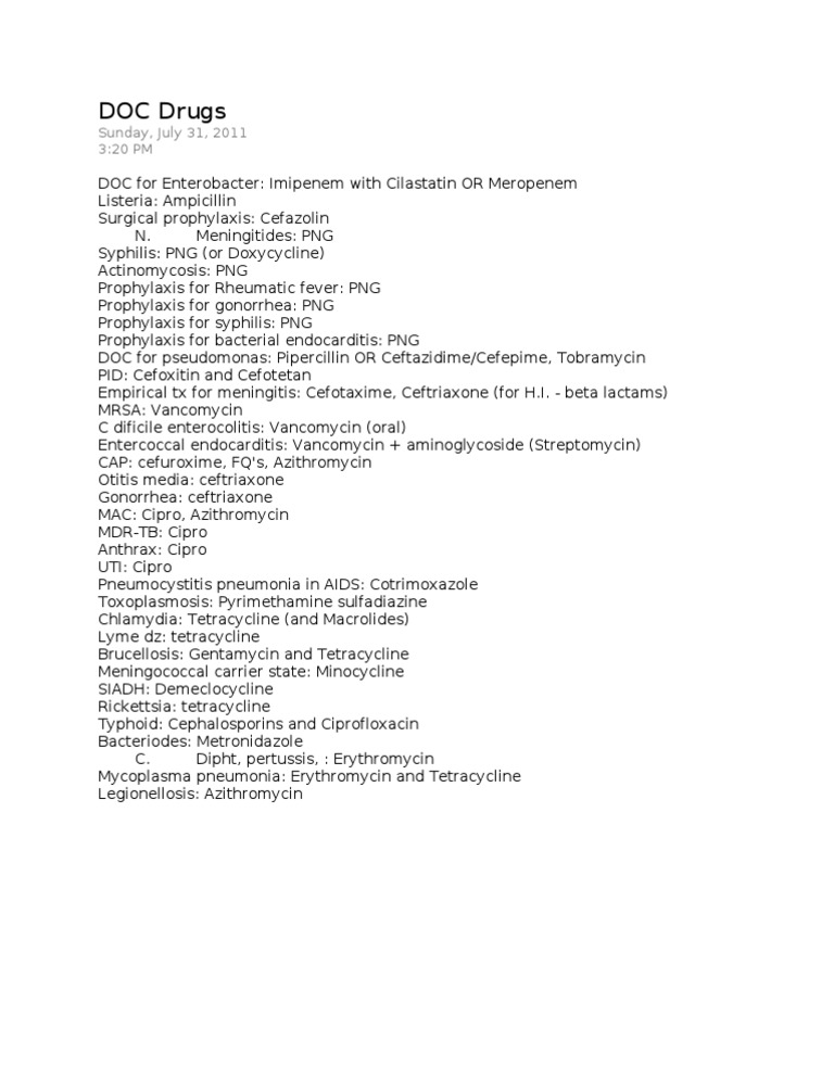 Essential Antibiotics for Infections | PDF