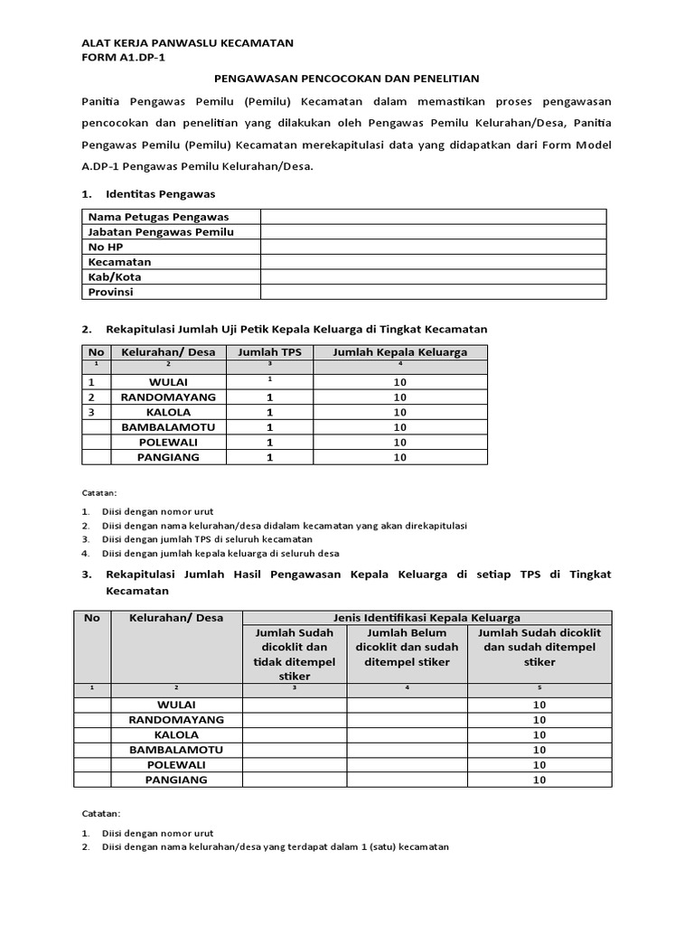 REV - Rekapitulasi Pengawasan Pencoklitan - Kecamatan | PDF REV - Rekapitulasi Pengawasan Pencoklitan - Kecamatan | PDF