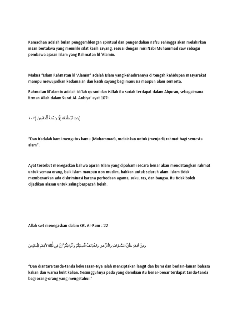 Pidato Rahmatan Lil'Alamin | PDF
