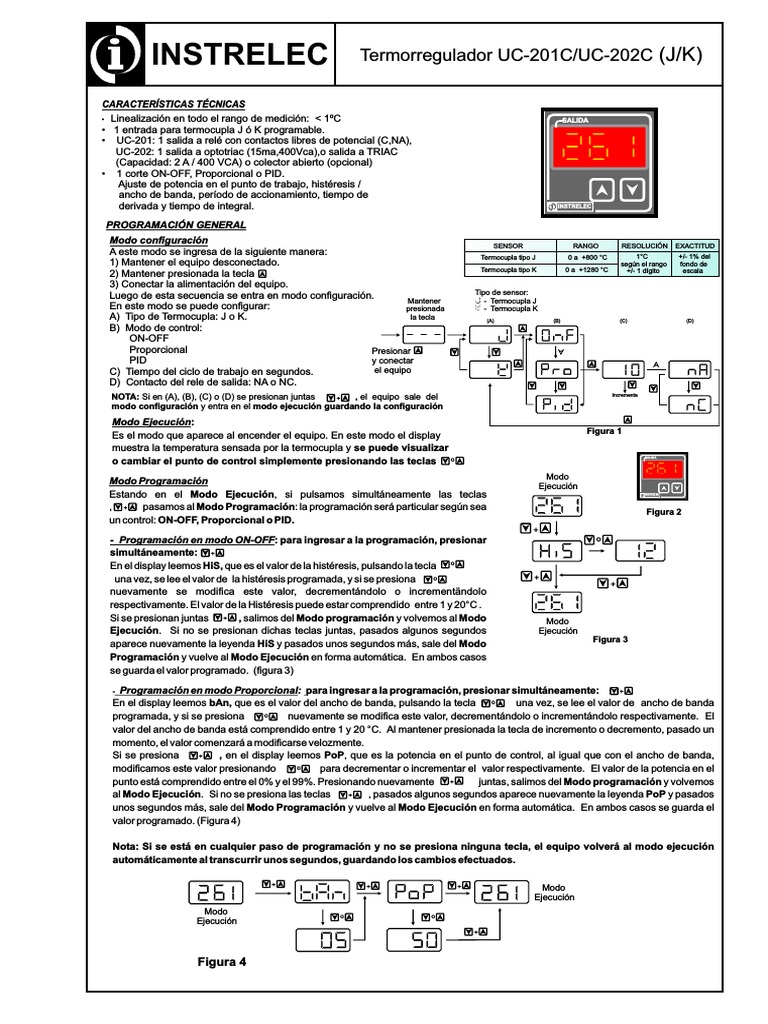 Manual Programador Instrelec UC-201C/UC-202C | PDF | Par termoeléctrico ...