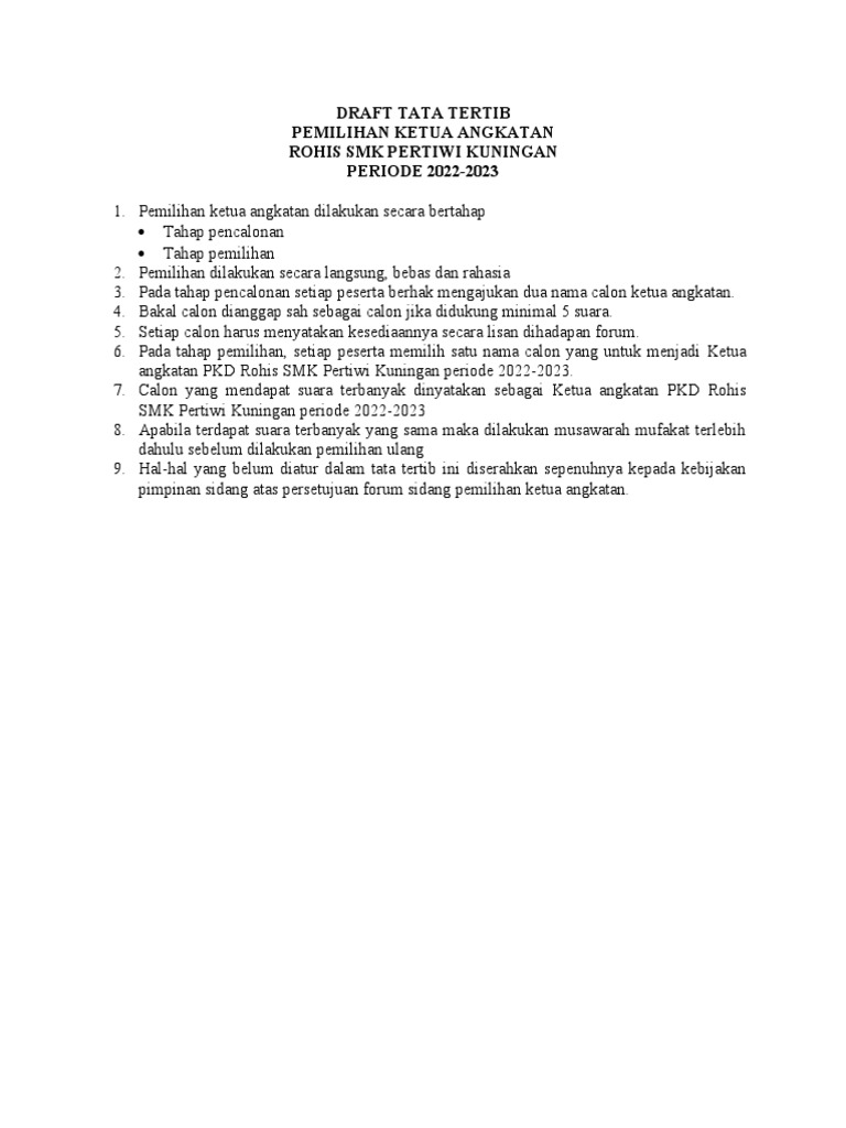 Draft Tata Tertib | PDF
