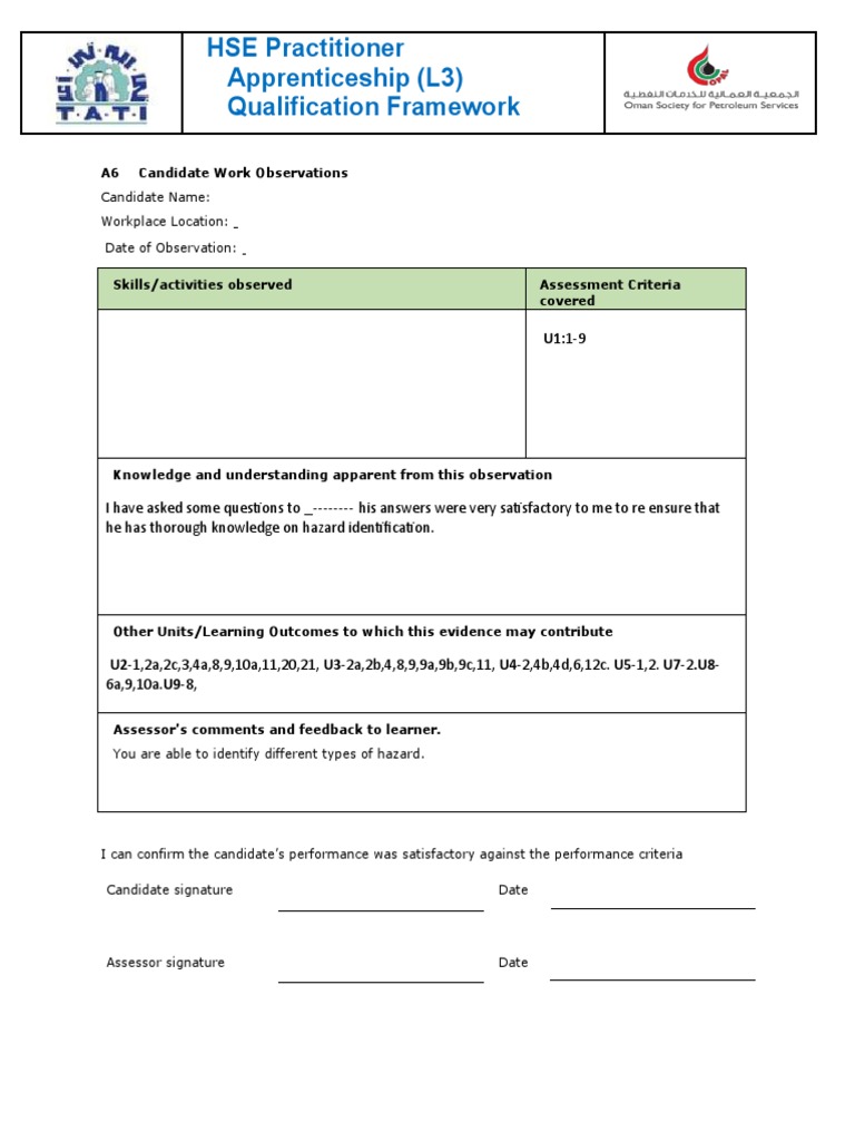 HSE Practitioner Apprenticeship (L3) Qualification Framework | PDF ...