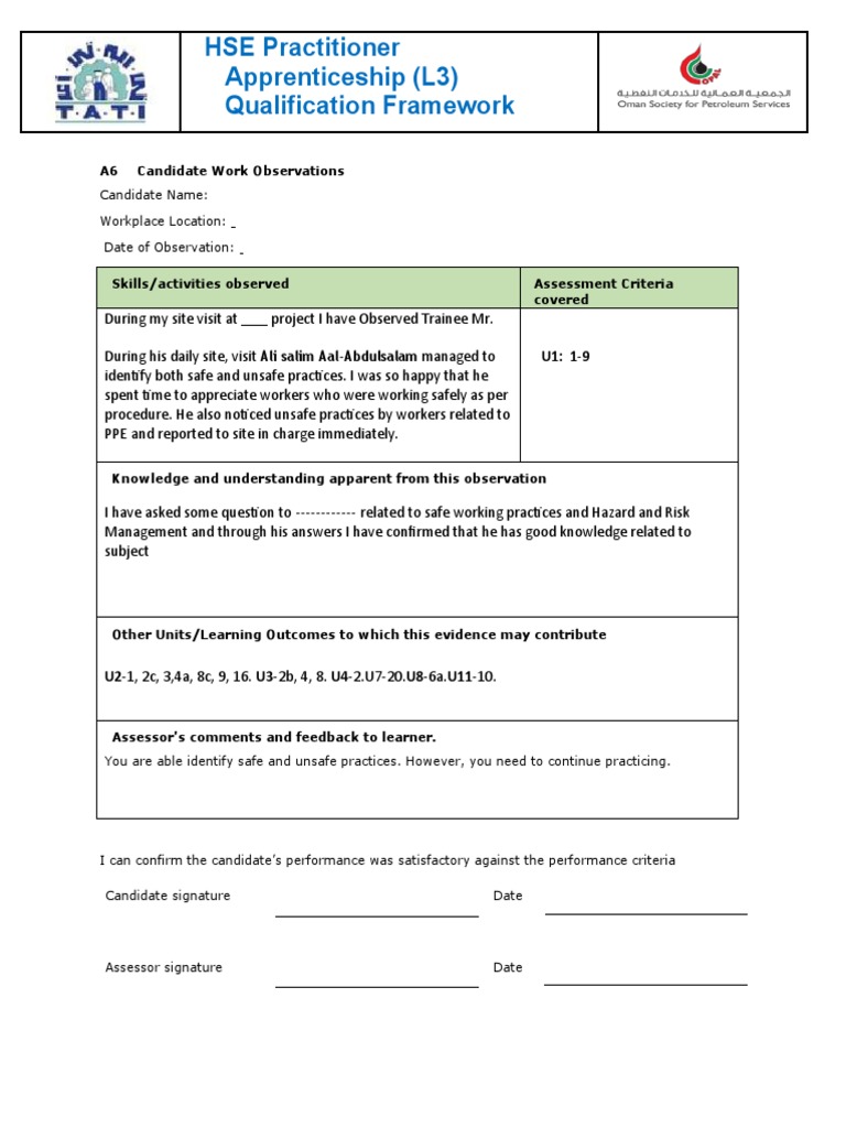 HSE Practitioner Apprenticeship (L3) Qualification Framework | PDF