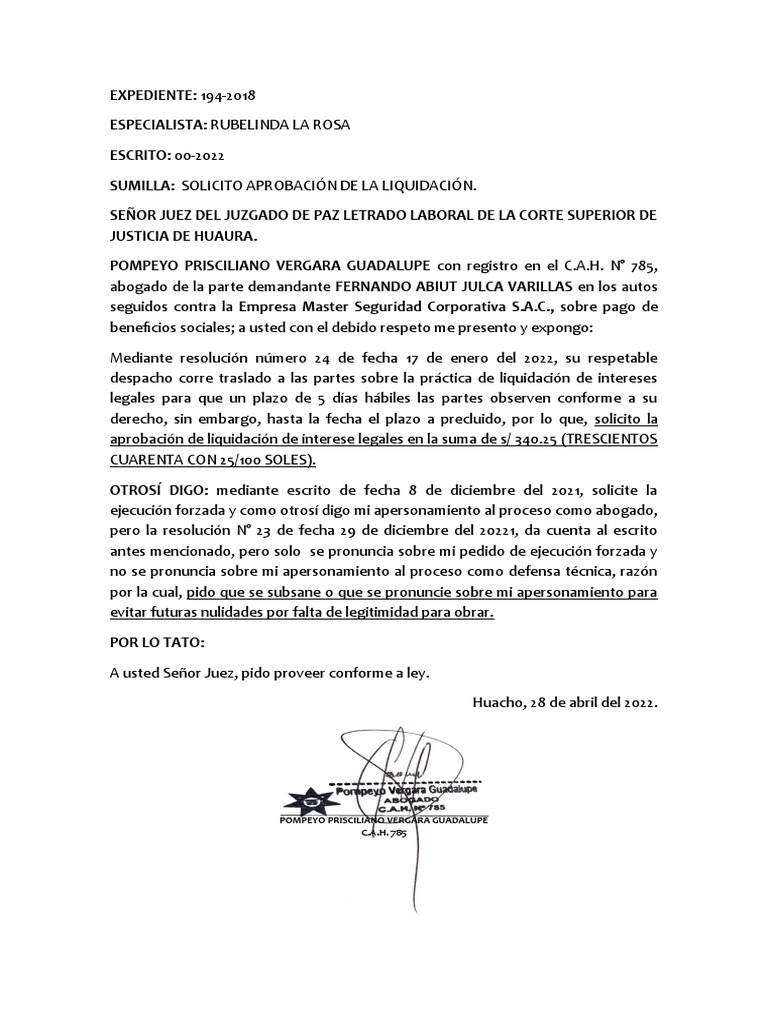 Aprobacion de Liquidacion | PDF Aprobacion de Liquidacion | PDF