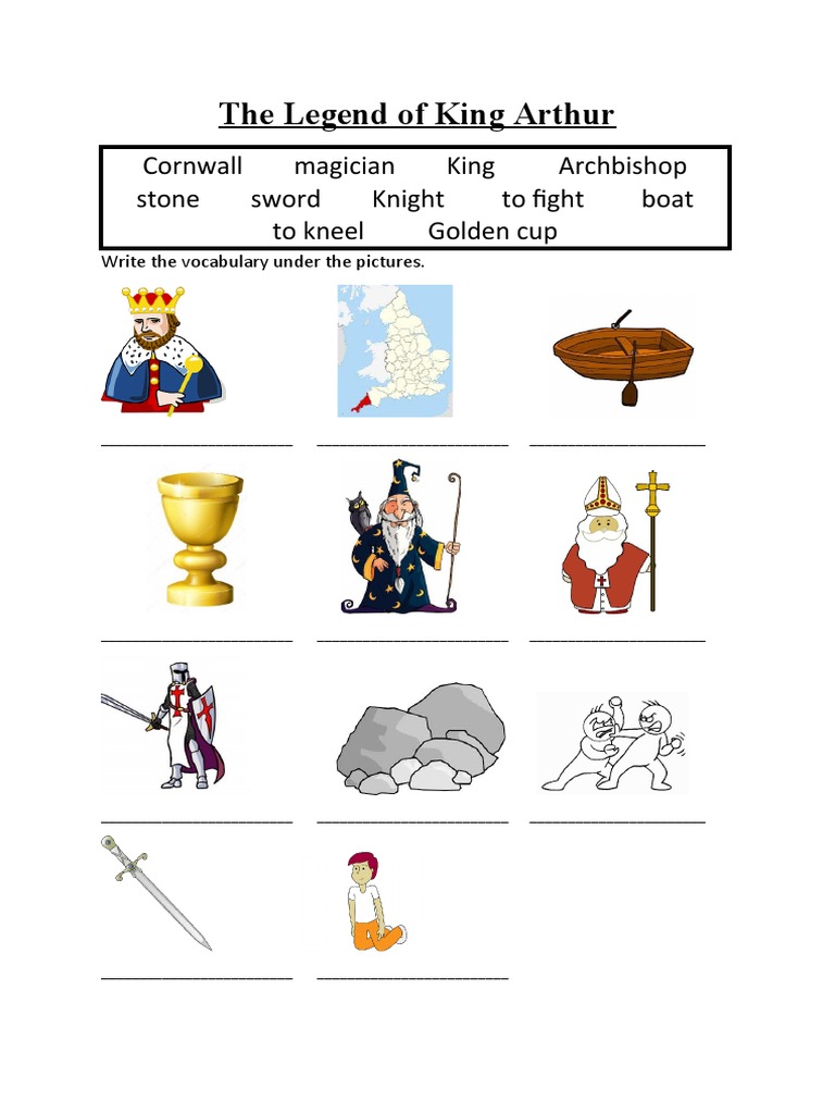 King Arthur Vocabulary Worksheet Templates Layouts - 103549 | PDF