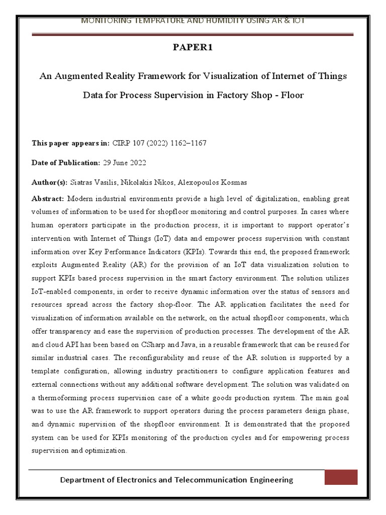 An Augmented Reality Framework For Visualization of Internet of Things ...