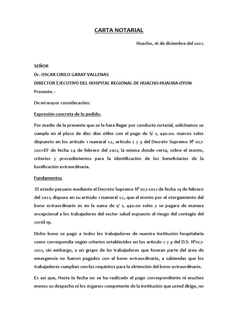 Carta Notarial | PDF | Gobierno | Justicia