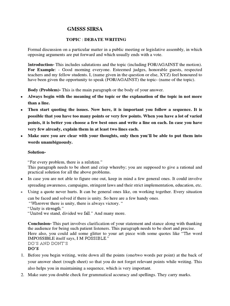 Deconstructing Debate Writing: A Comprehensive Guide to Developing ...