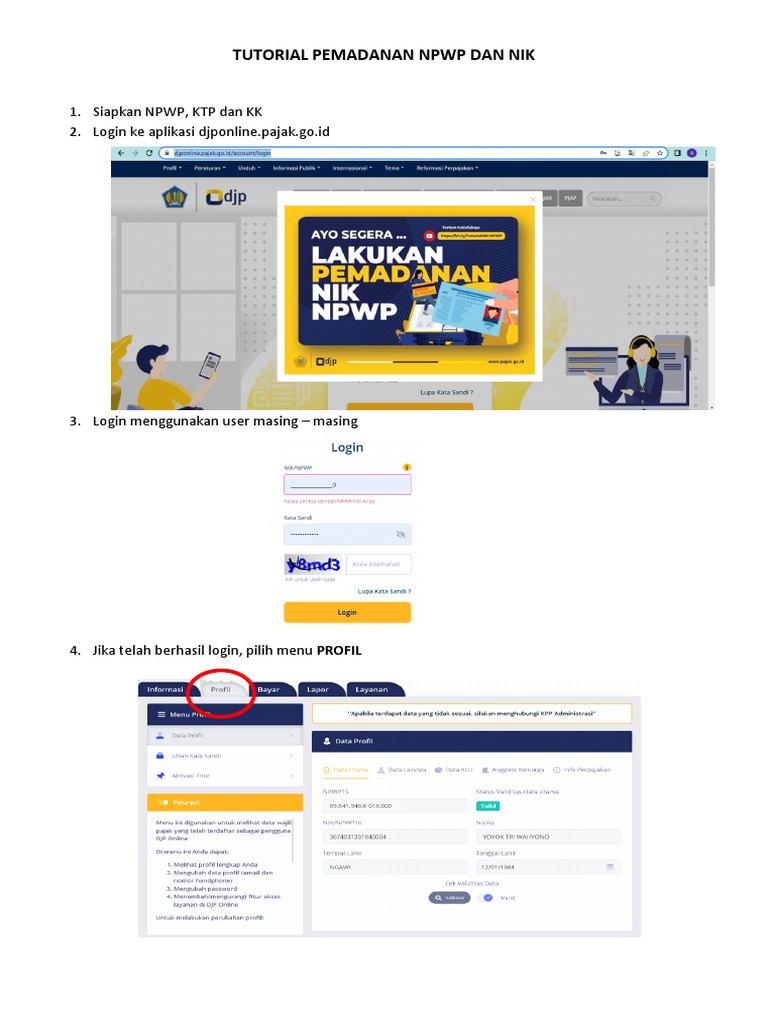 Tutorial Pemadanan NPWP Dan Nik | PDF