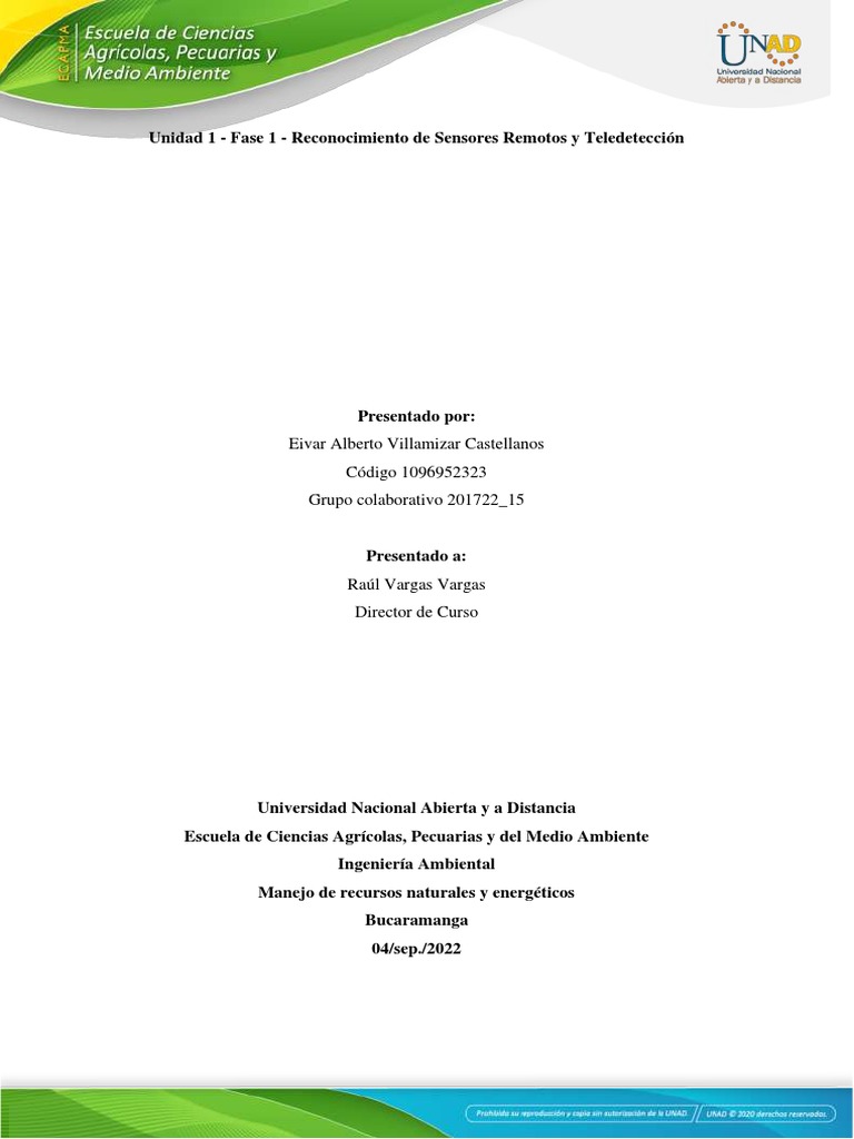 Unidad 1 - Fase 1 - Reconocimiento de Sensores Remotos y Teledetección ...
