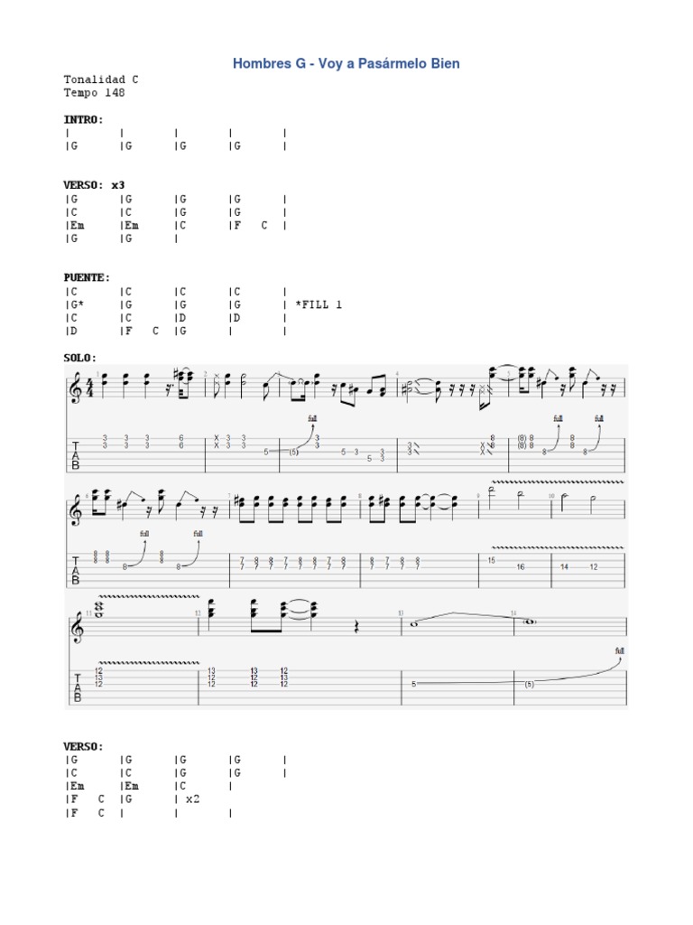 Hombres G - Voy A Pasarmelo Bien | PDF