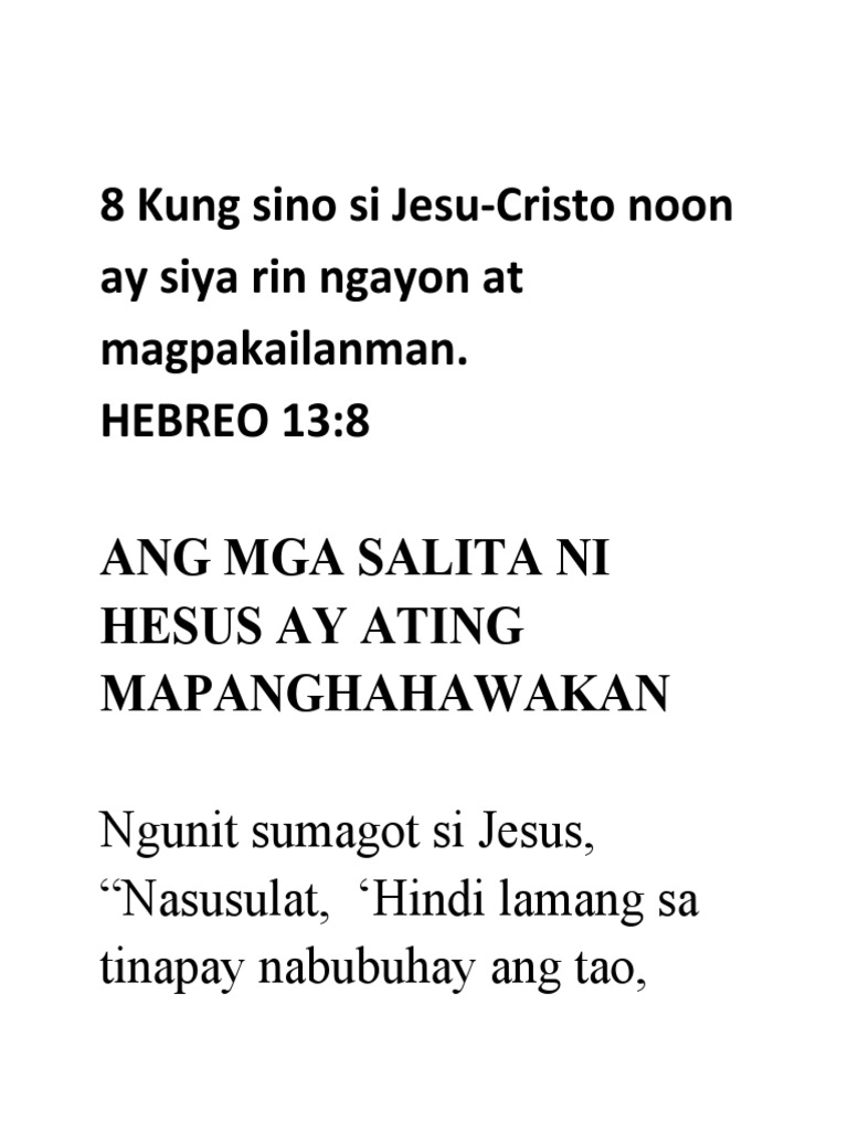 Ang Mga Salita Ni Hesus Ay Ating Mapanghahawakan | PDF