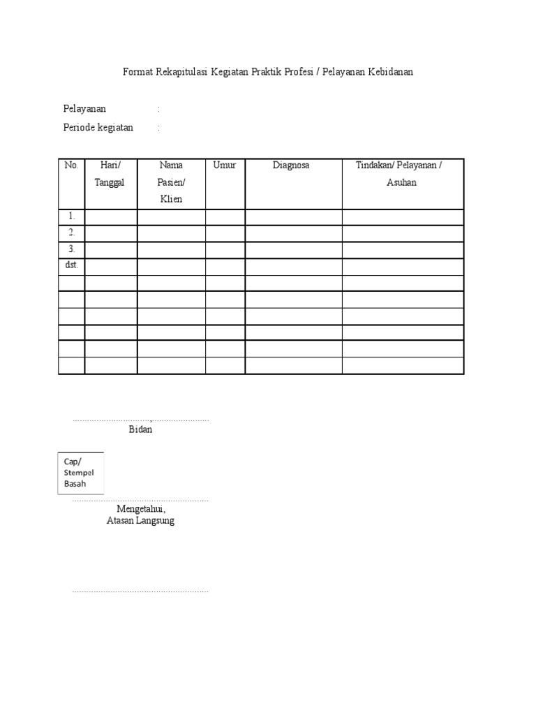 Contoh Format Rekapitulasi Kegiatan Praktik Profesi | PDF | Karier ...