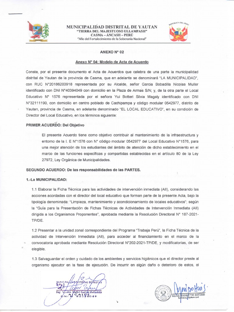 Acta de Acuerdo | PDF