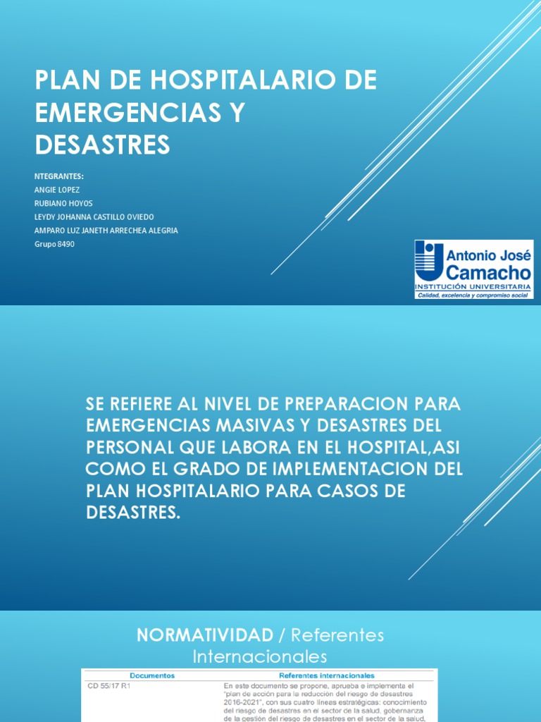 Plan de Hospitalario de Emergencias y Desastres | PDF | Planificación | Hospital