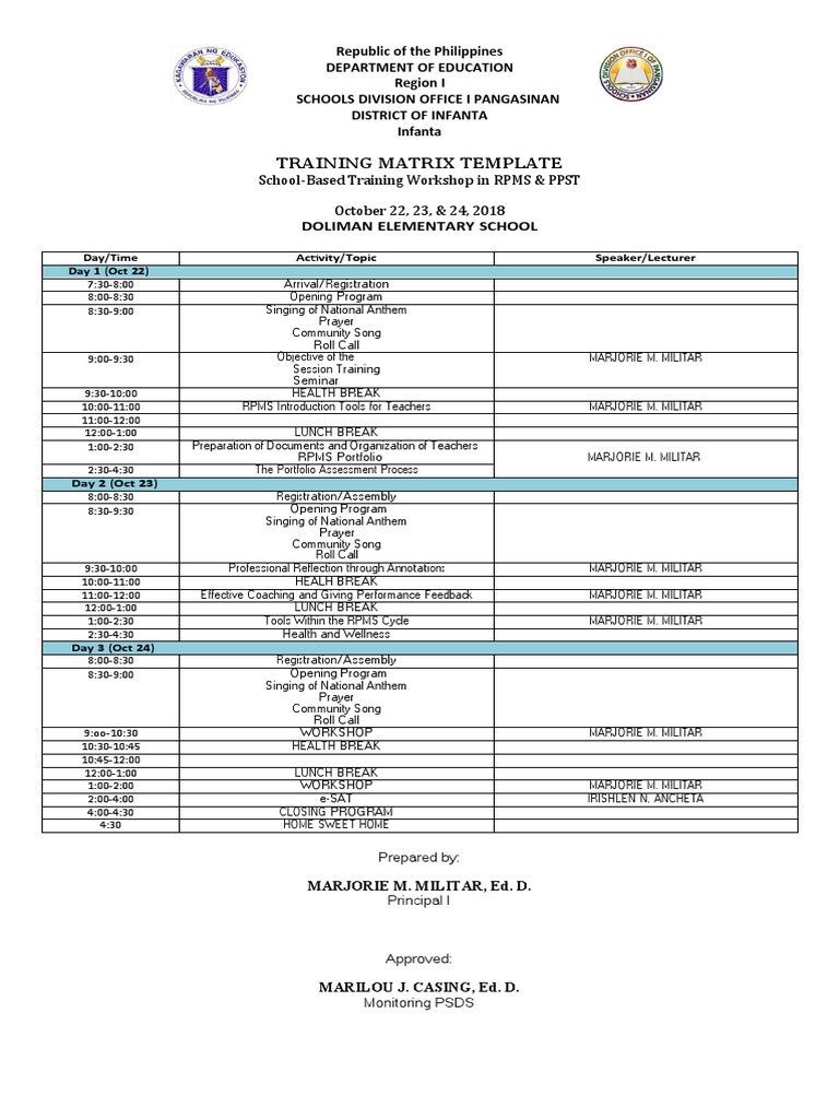 Slac Training Matrix Template | PDF
