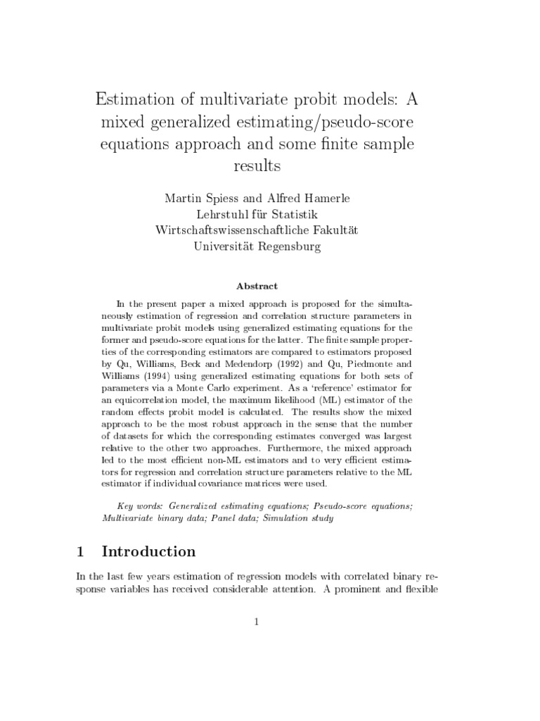 Estimation of Multivariate Probit Models: A Mixed Generalized ...