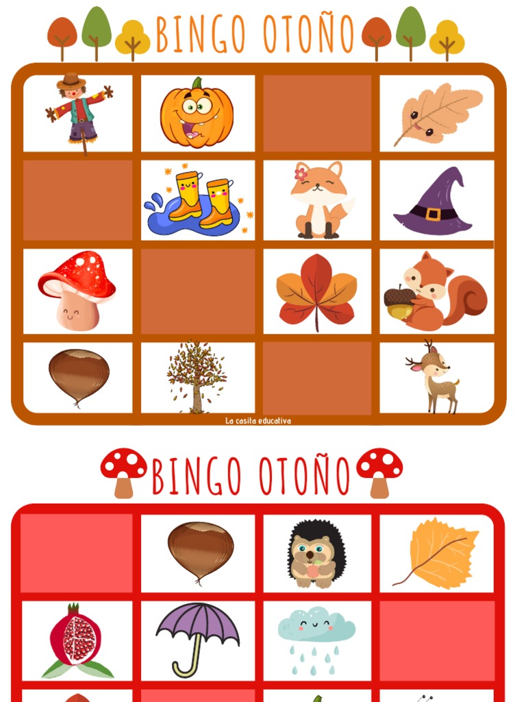Bingo de Otoño Educativo | PDF | Estudios de idiomas extranjeros ...