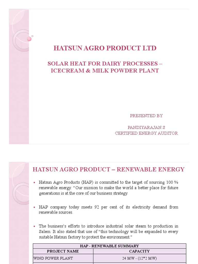 Hatsun Agro Solar Heat For Dairy Processes | Download Free PDF | Solar Energy | Renewable Energy