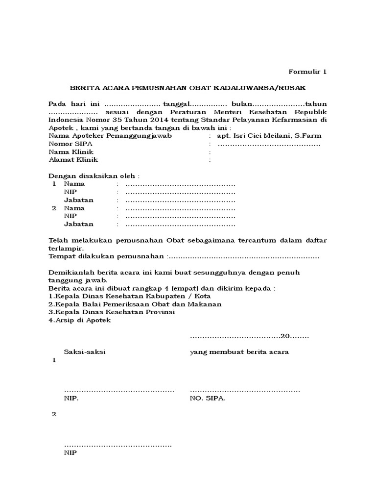 Formulir Obat Rusak Meso DLL | PDF
