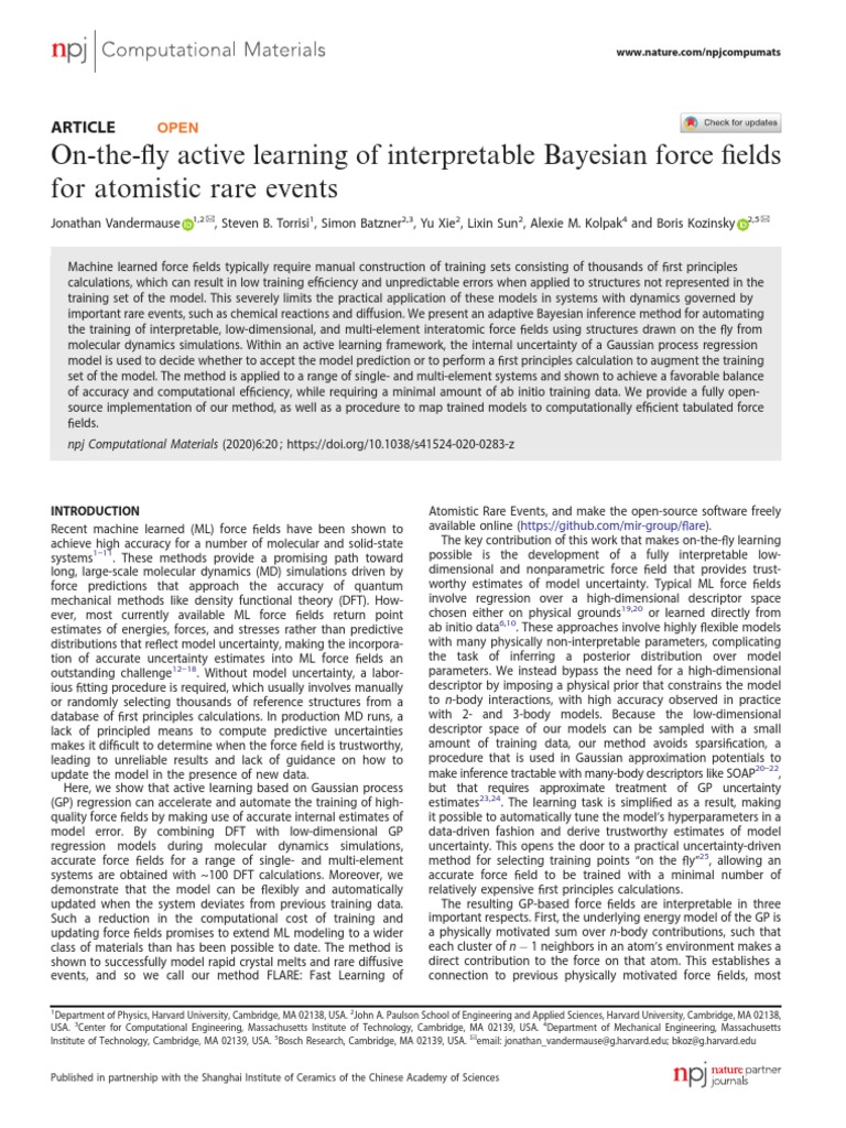 On-The - y Active Learning of Interpretable Bayesian Force Fields For ...