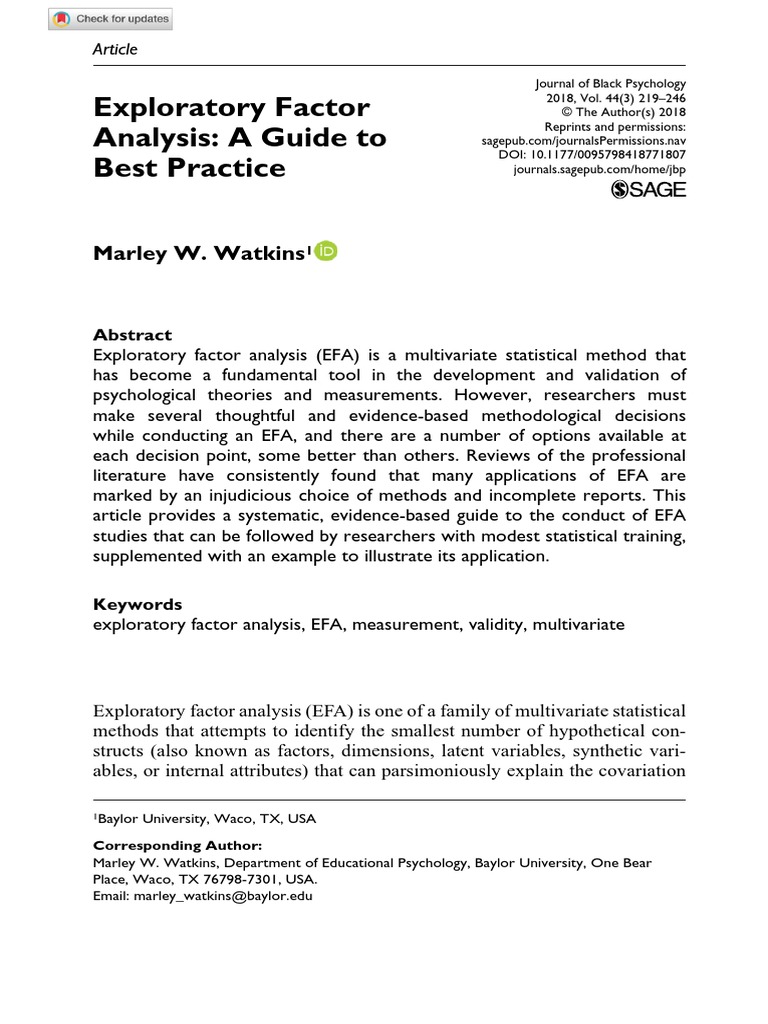 EFA Guide | PDF | Factor Analysis | Principal Component Analysis