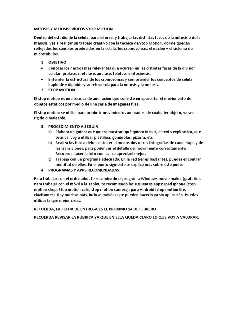 Mitosis y Meiosis Stop Motion | PDF Mitosis y Meiosis Stop Motion | PDF