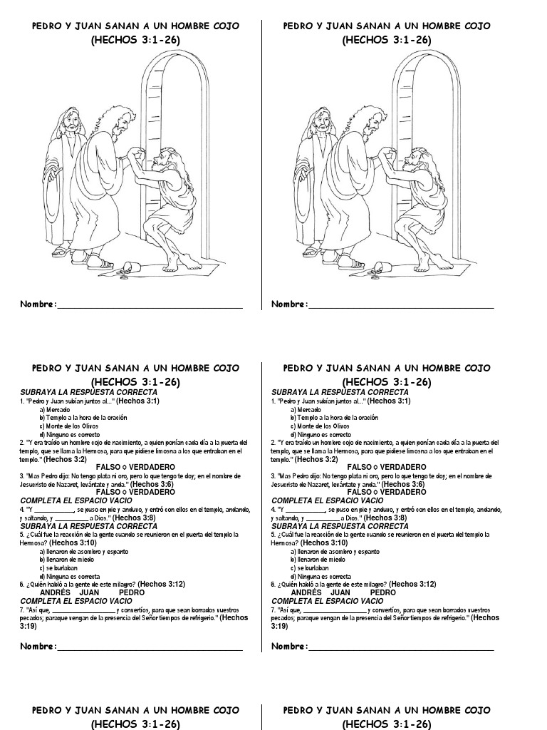 Pedro y Juan Sanan A Un Hombre Cojo | PDF | Creencia religiosa y doctrina | Jesús