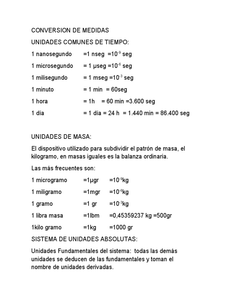 Conversion Medidas | PDF | Kilogramo | Sistema Internacional de Unidades