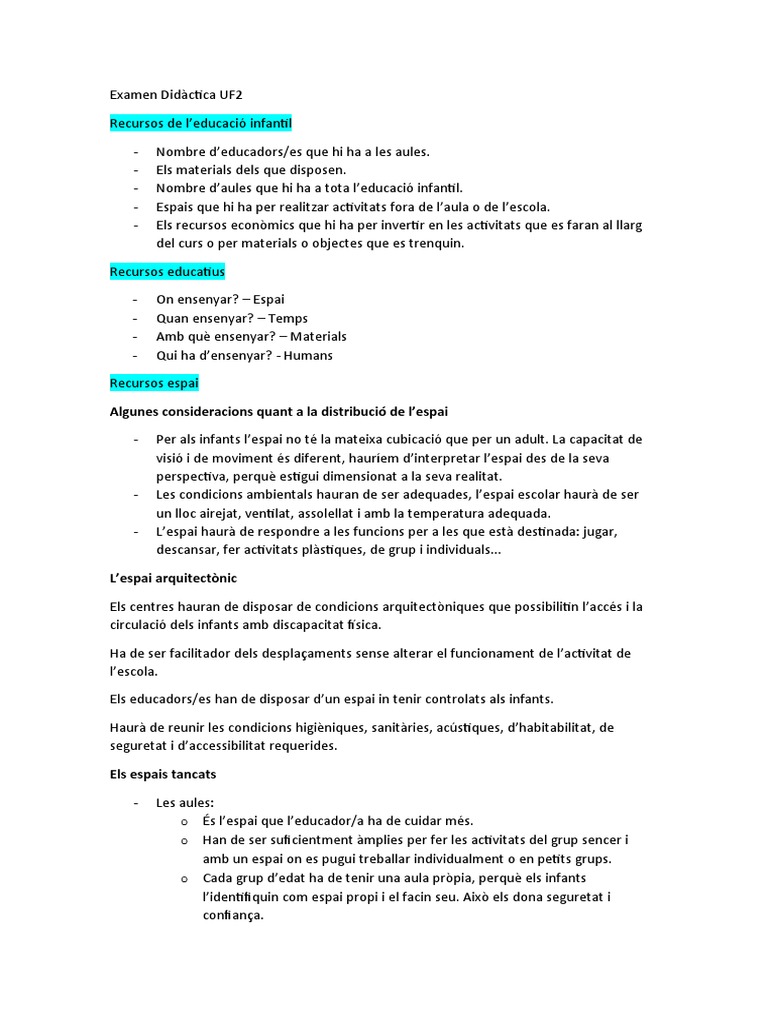Examen Didàctica UF2 | PDF