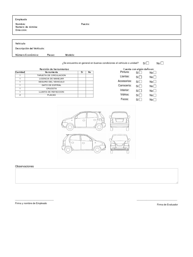 Check List Vehículo | PDF