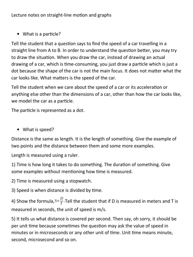 Lecture Notes On Straight-Line Motion and Graphs | PDF | Euclidean ...